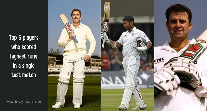 Top 5 players who scored highest runs in a single test match